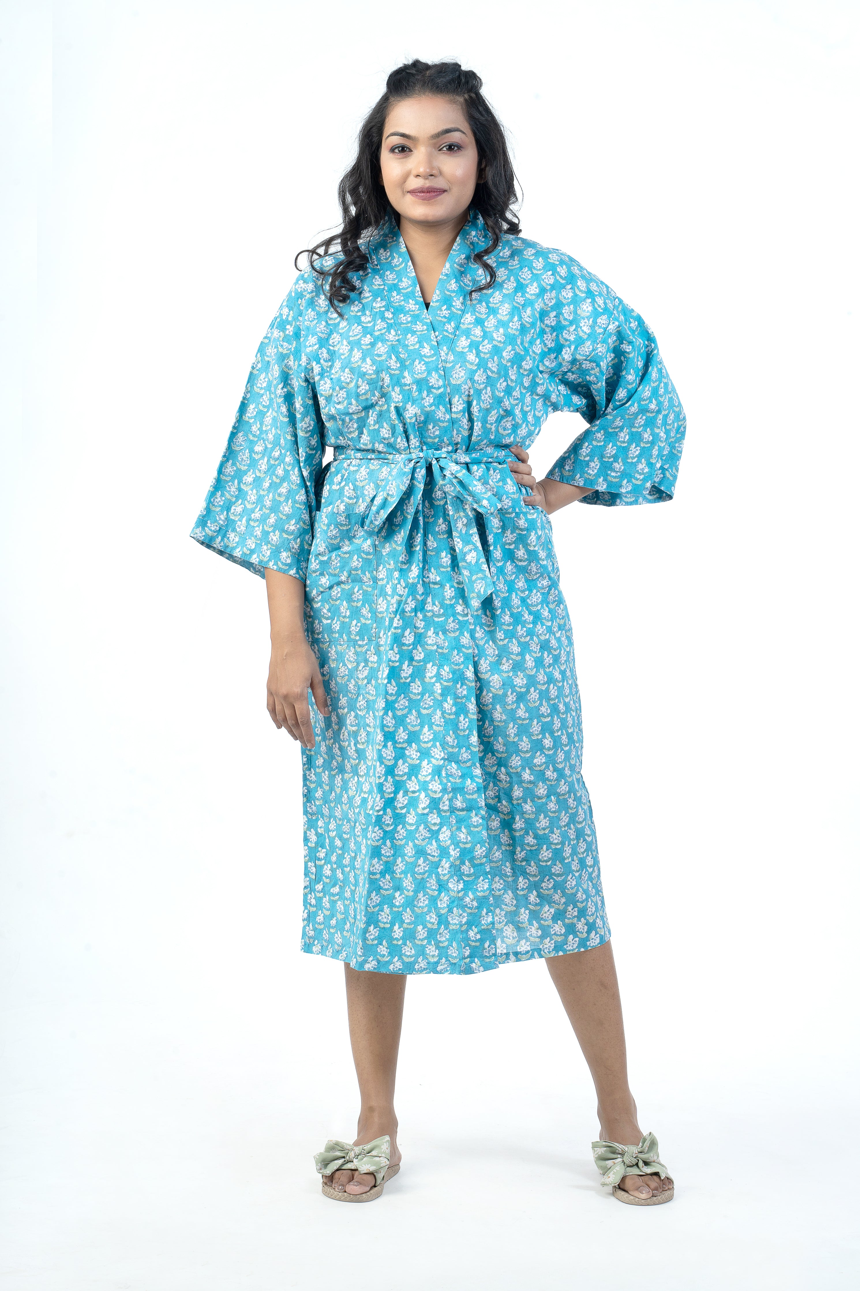 Bathrobe - sea blue – RadhaRaniclothing